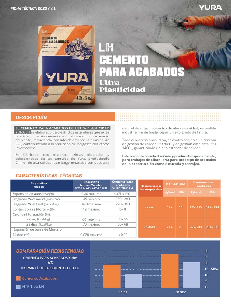 Ficha Tecnica Cemento Yura LH | PDF | Cemento | Materiales