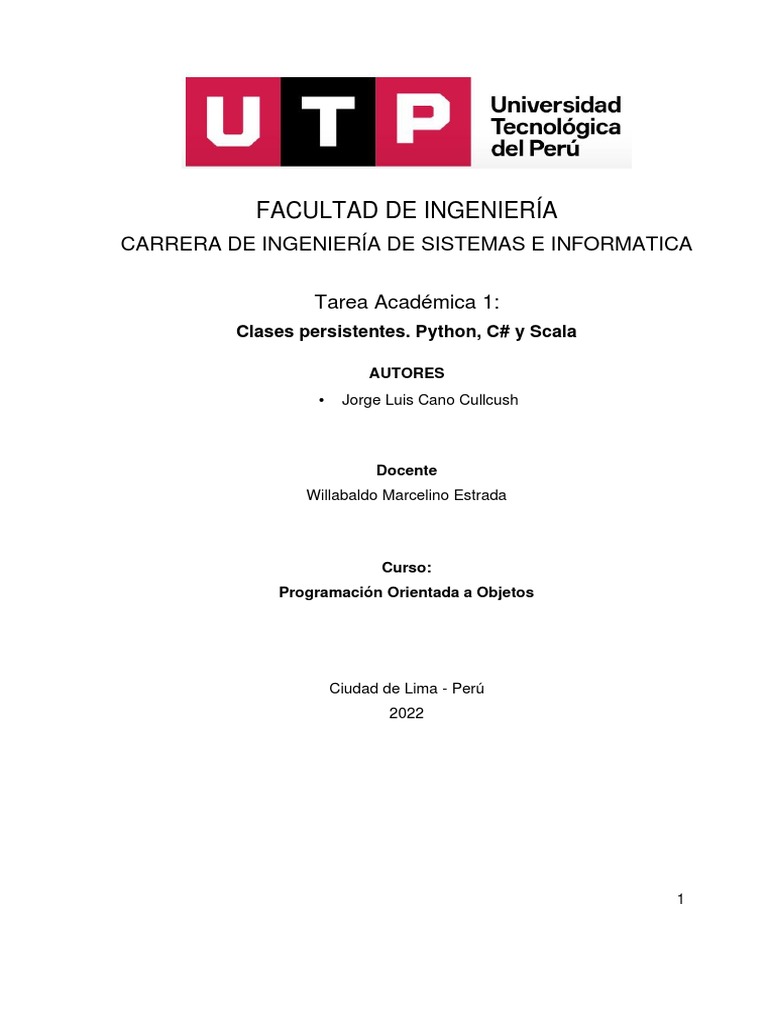 (ACV-S06) Semana 06 - Tarea Académica 1 | PDF | Objeto (informática ...