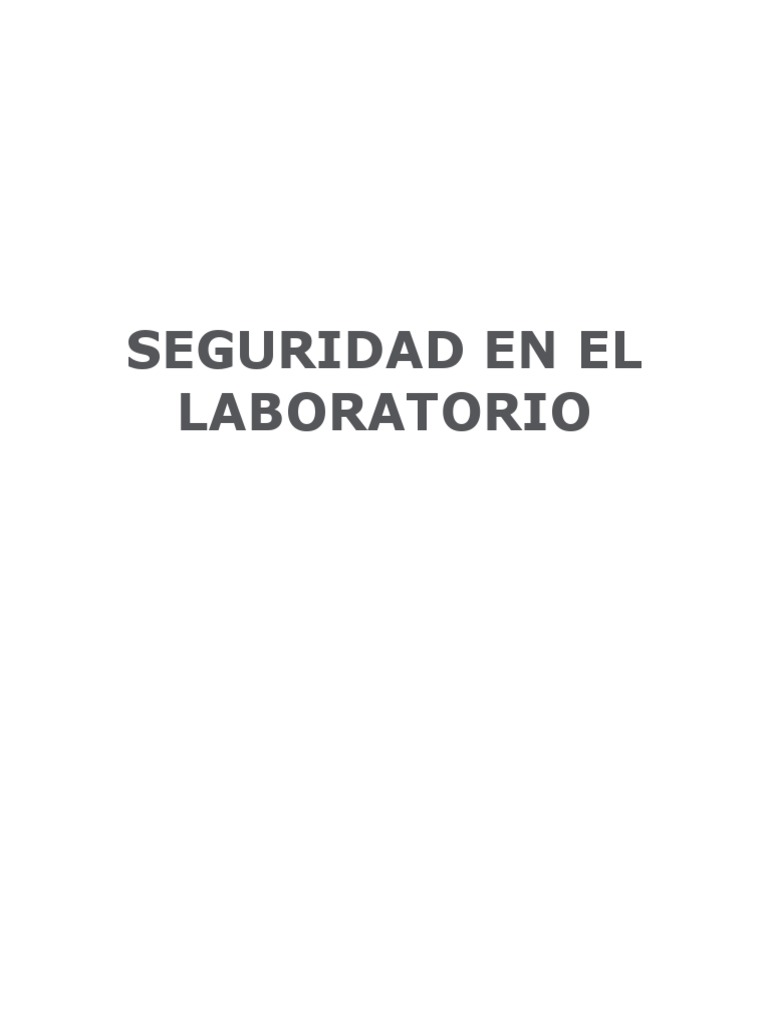 Manual de Seguridad en El Laboratorio | PDF | Laboratorios | Química