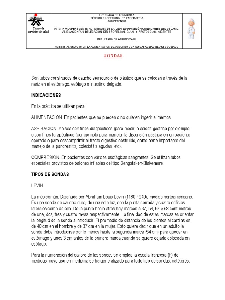 Tipos De Sondas Pdf Estómago Medicina Clinica