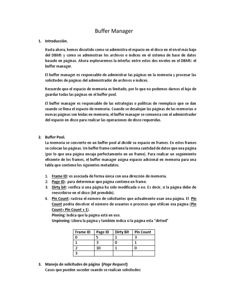 Buffer | PDF | Bases de datos | Almacenamiento de datos de la computadora