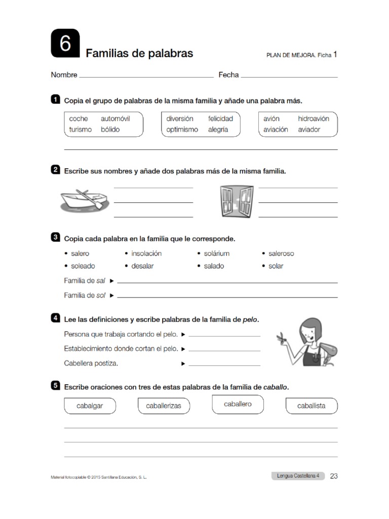 Familias de Palabras - 4° | PDF