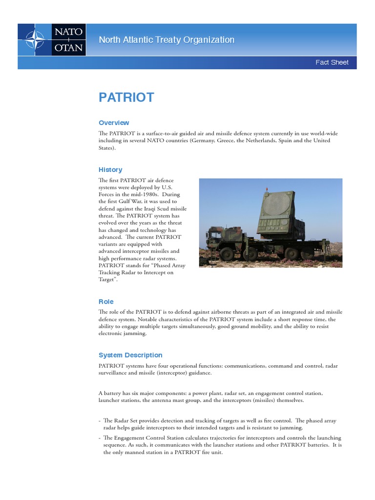 An Overview of the PATRIOT Air Defense System Currently Used by NATO ...