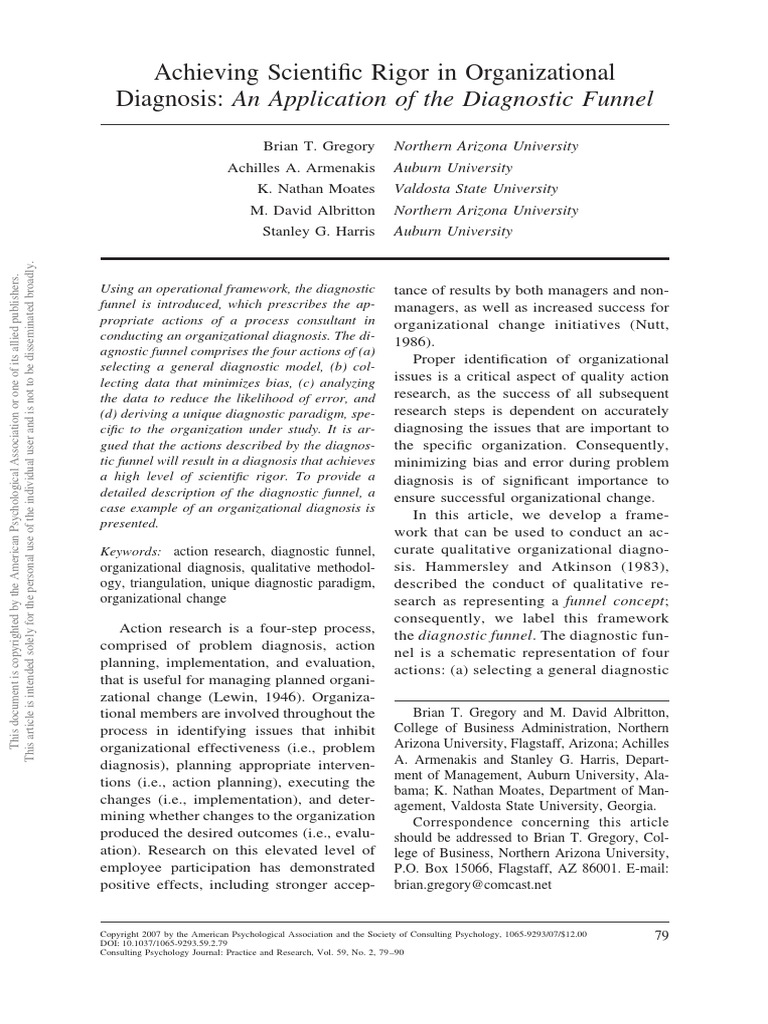 Achieving Scientific Rigor in Organizational Diagnosis: An Application ...