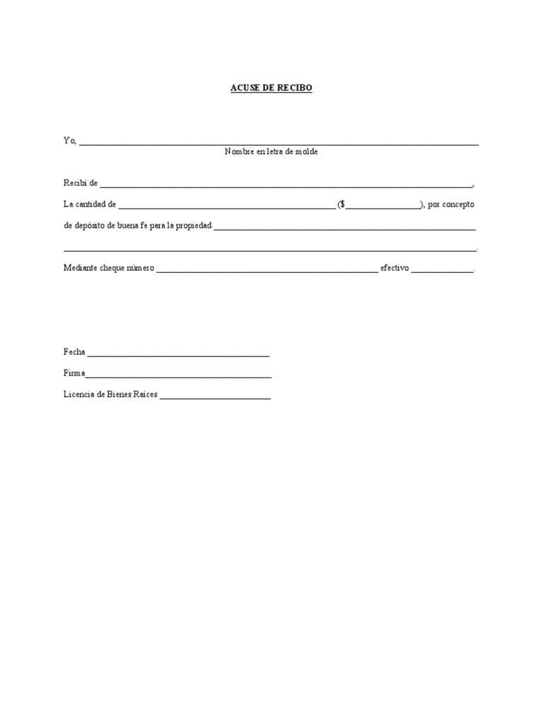 Acuse de Recibo de Dinero Opción | PDF | Finanzas y dinero