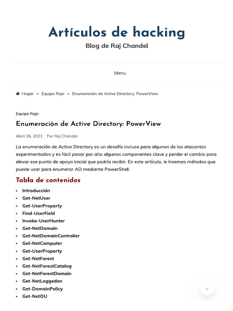 Enumeración de Active Directory PowerView | PDF