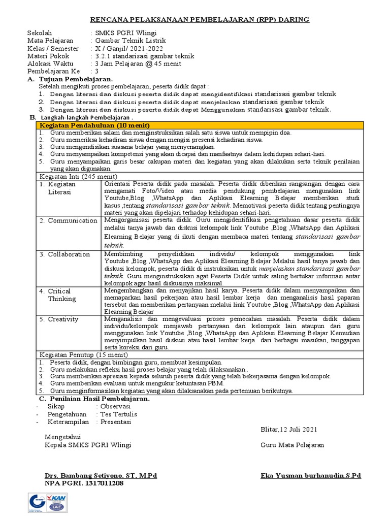 RPP GTL KD 3.2-4.2 Ganjil 2021-2022 | PDF
