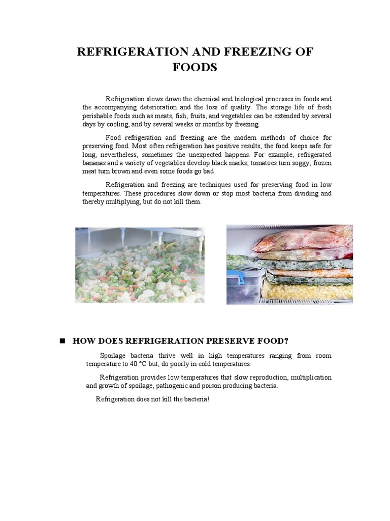 Refrigeration and Freezing of Foods | PDF | Refrigeration | Food ...