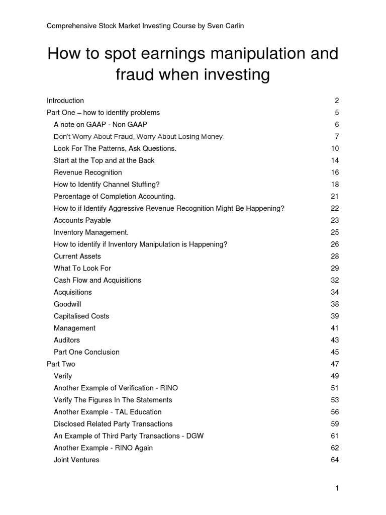 Earnings Manipulation | PDF | Inventory | Investing