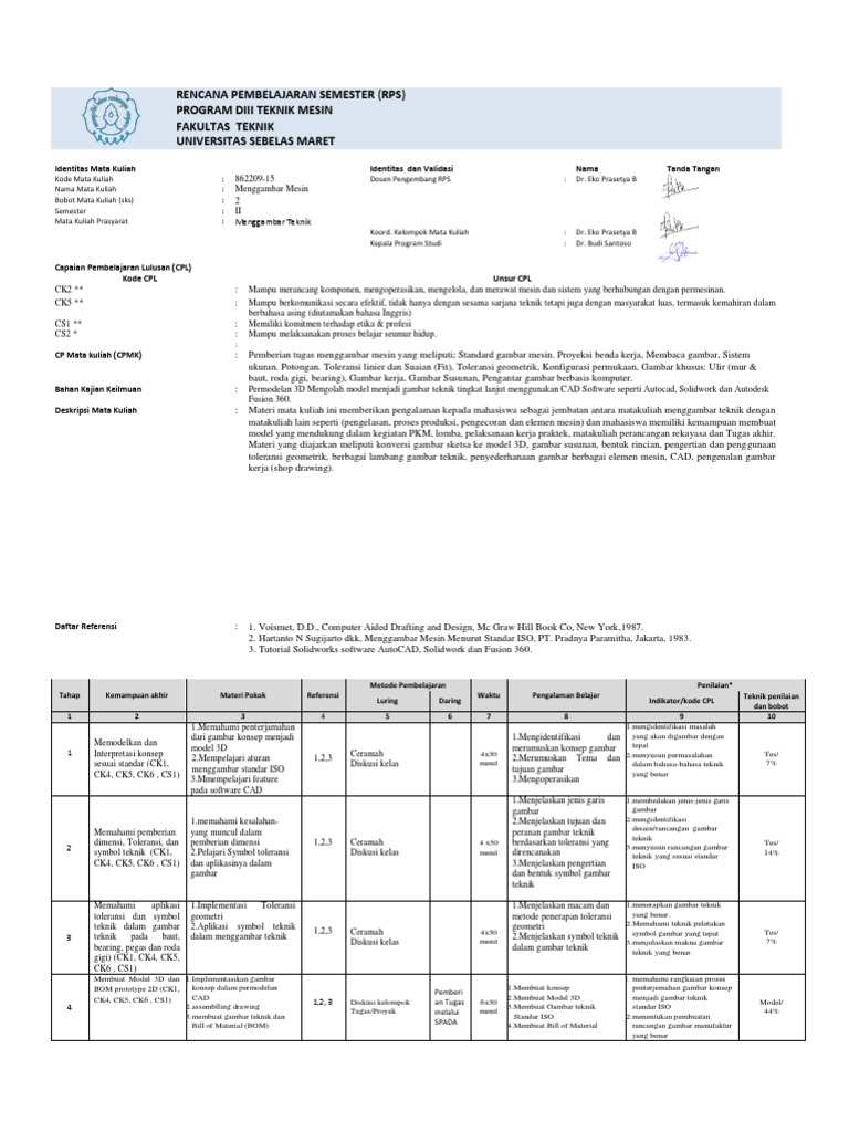 RPS MENGGAMBAR MESIN - DIII - Oke | PDF