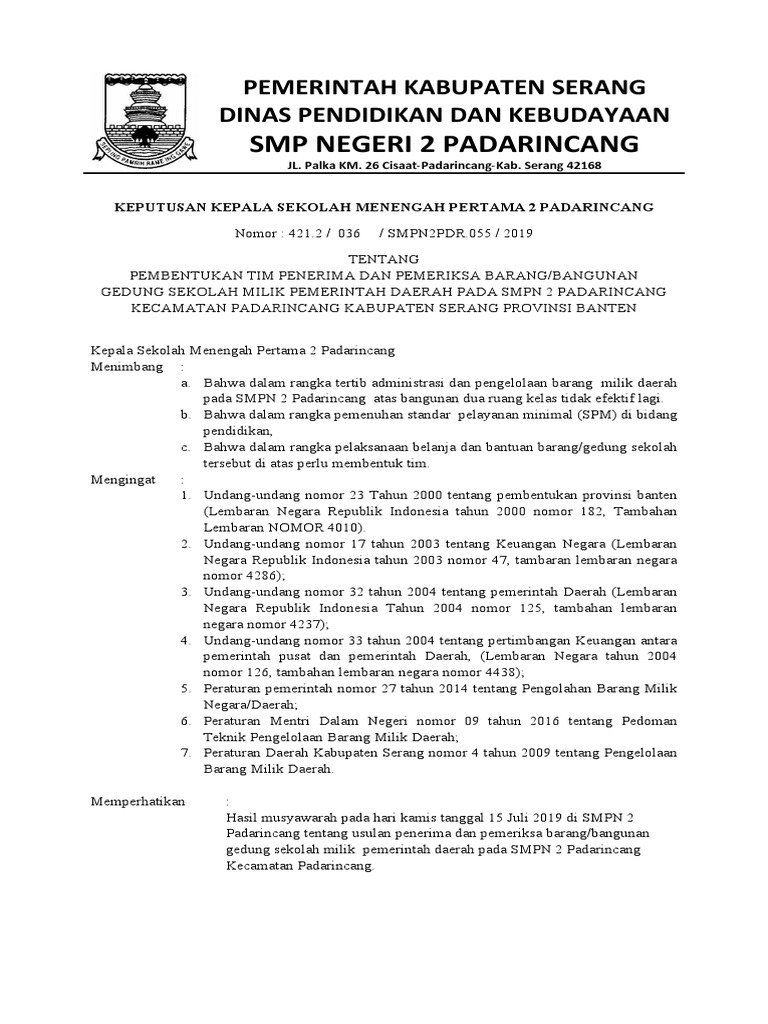 SK Tim Penerima Dan Pemeriksa Barang | PDF