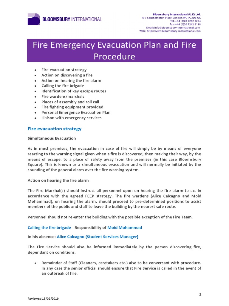 Fire Emergency Evacuation Plan Guide | PDF | Emergency Evacuation ...