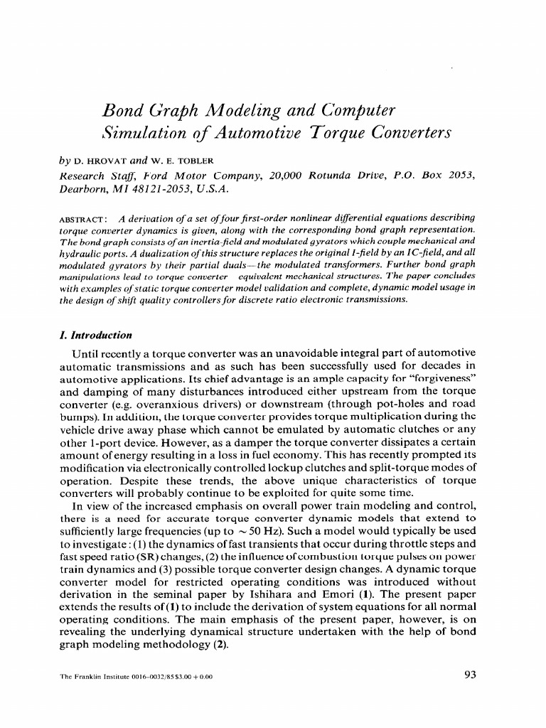 Bond Graph Modeling and Computer Simulation of Automotive Torque ...