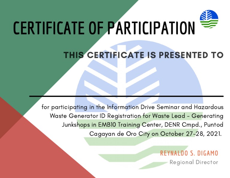 Brown and Cream Bordered Participation Certificate | PDF | Technology ...