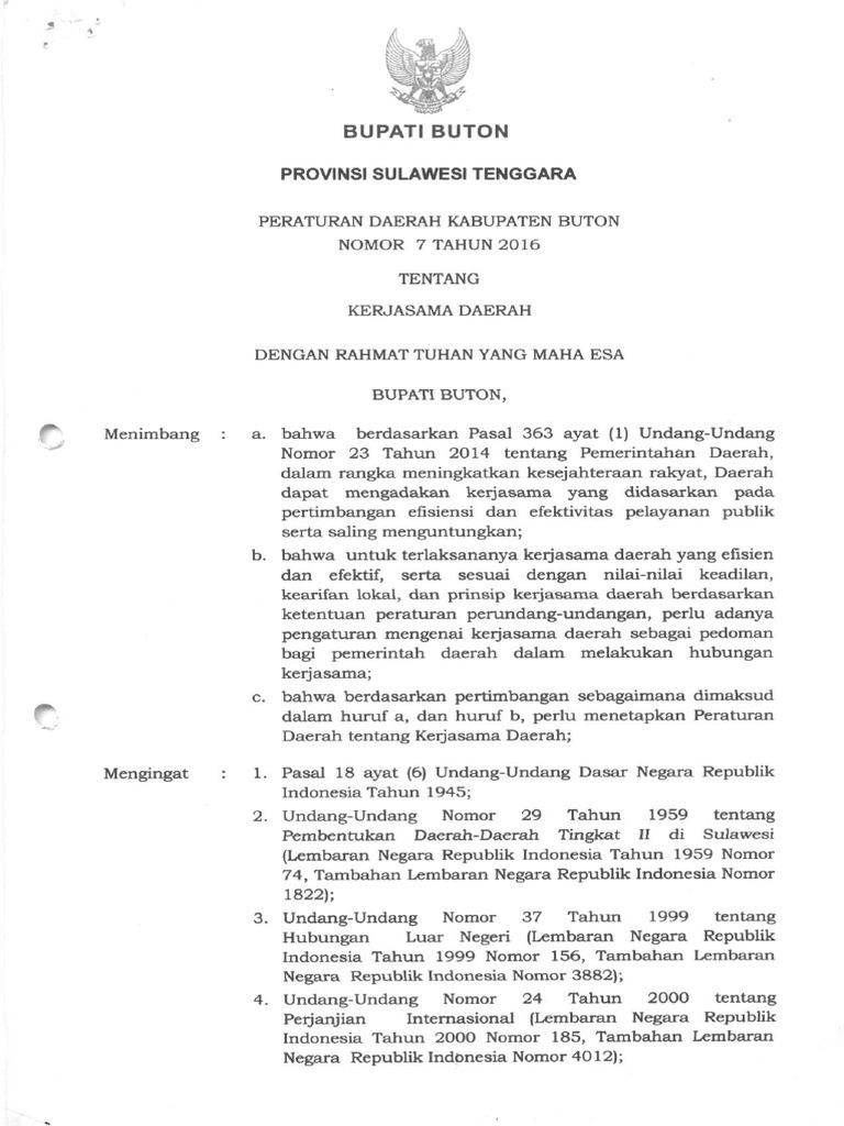 Perda Buton No.07 Tahun 2016 | PDF
