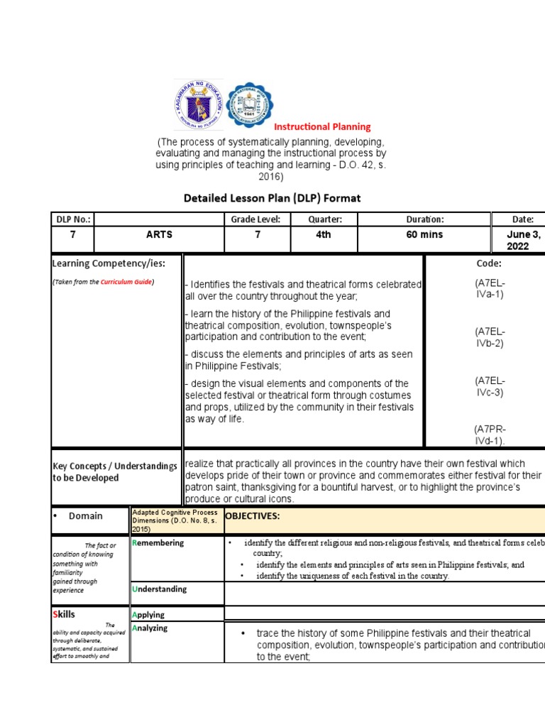 Lesson Plan Updated For Observation 4Q Arts | PDF | Festival | Color