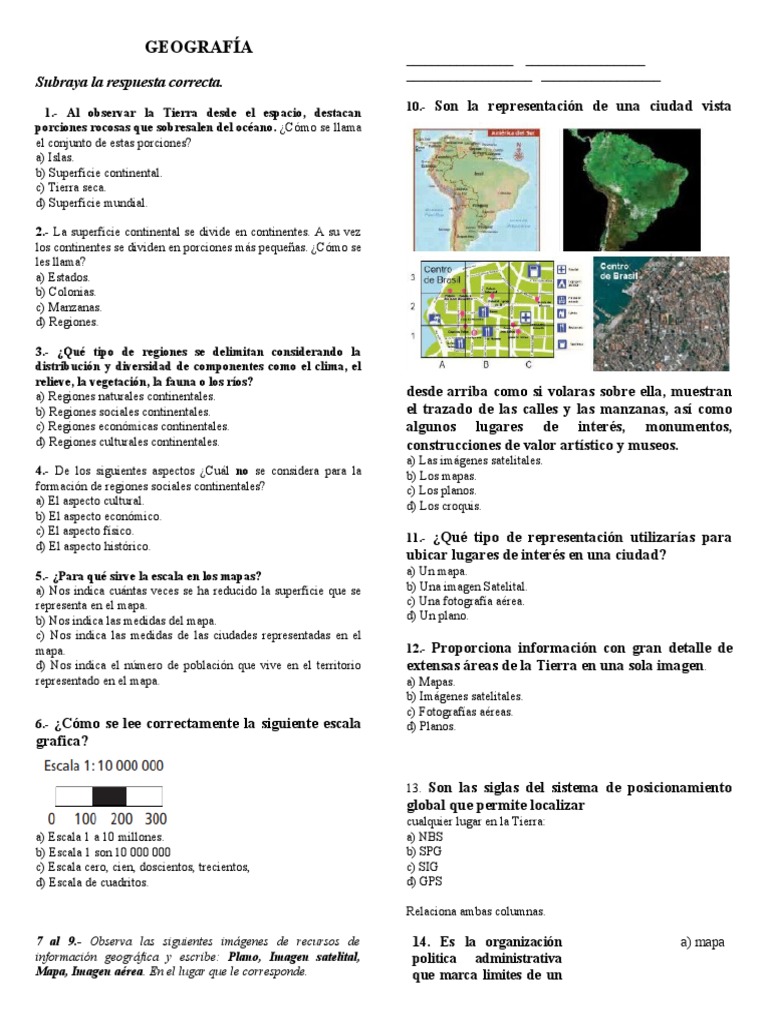 Examen de Geografia | PDF | Mapa | Sistema de información geográfica