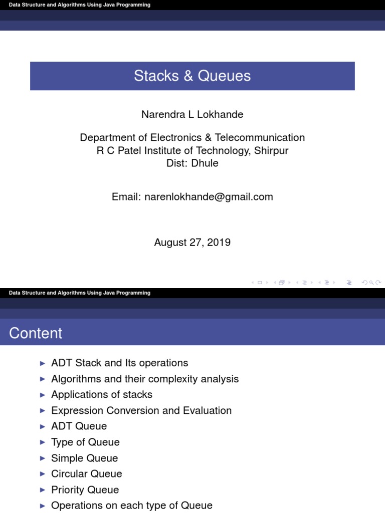 Stacks and Queues | PDF | Array Data Structure | Queue (Abstract Data Type)