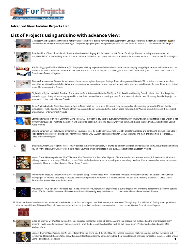 Advanced View Arduino Projects List - Use Arduino For Projects (2 ...