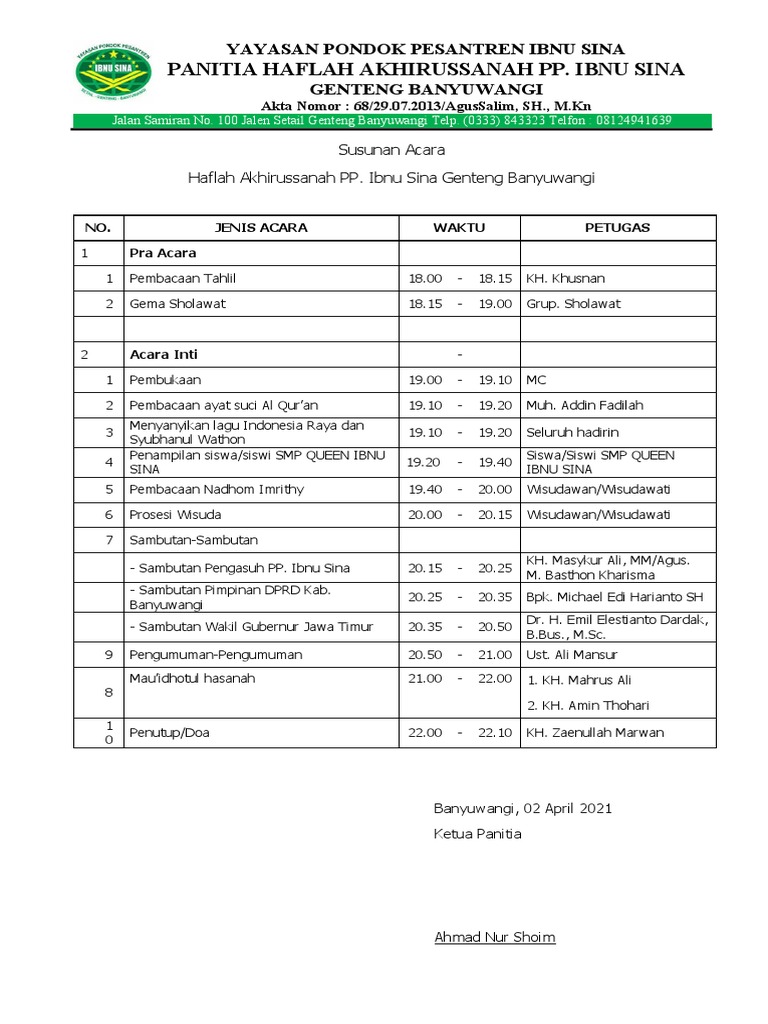 Haflah Akhirussanah Pp Ibnu Sina Pdf