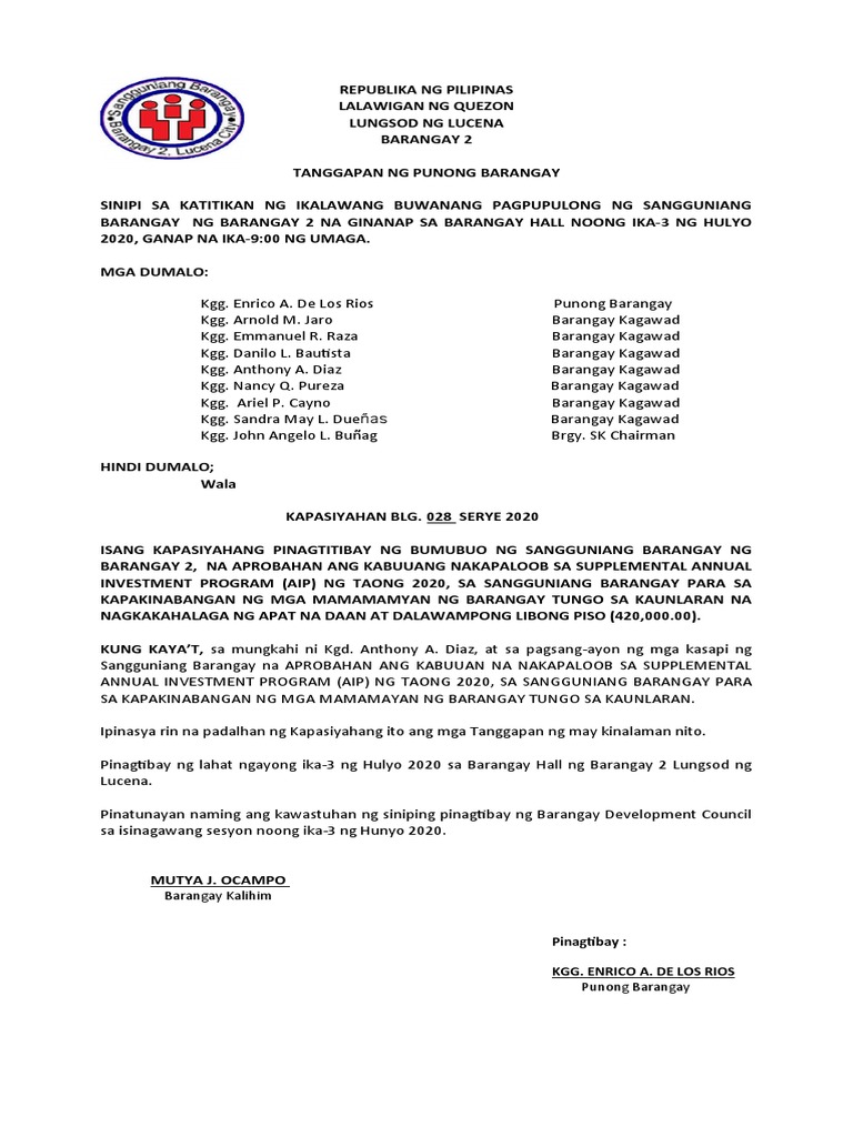 Resolution Supplemental No. 1 2020 | PDF