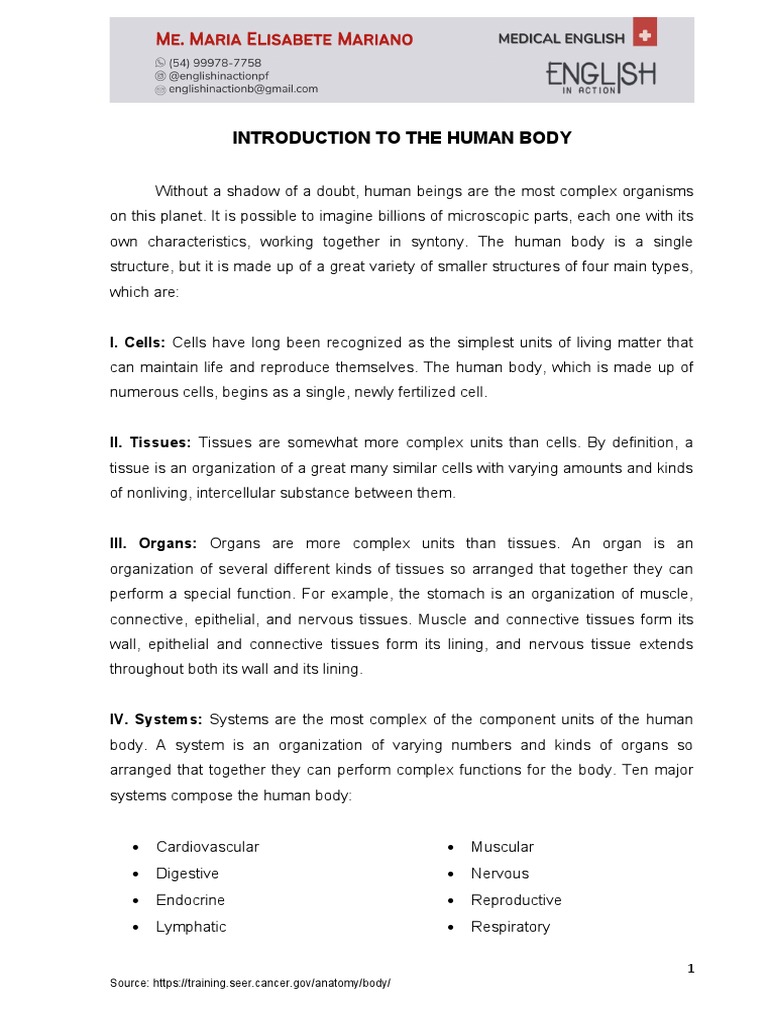 G2. Human Body Introduction Worksheet | PDF | Tissue (Biology) | Human Body