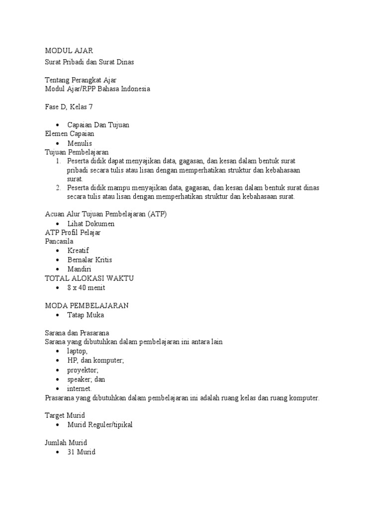 Contoh Modul Ajar | PDF