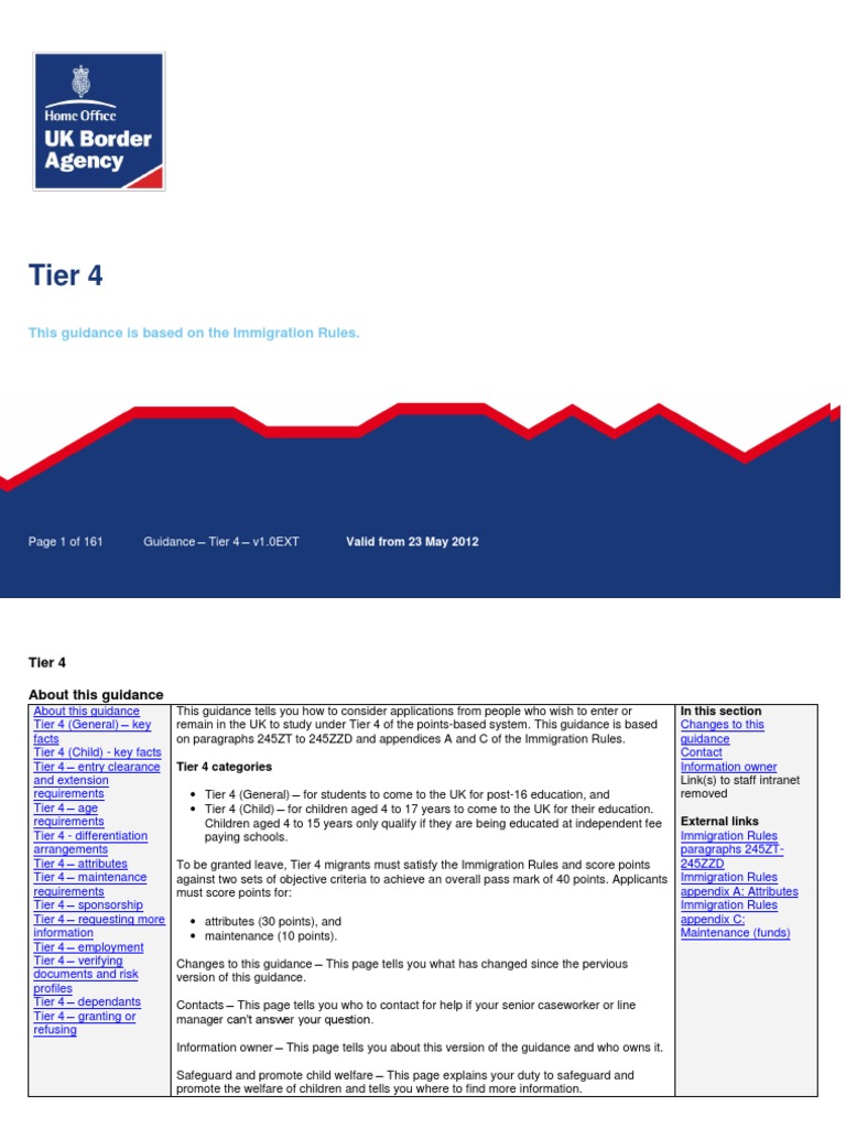 UK Tier 4 Student Visa Guide | PDF | Postgraduate Education | Child ...