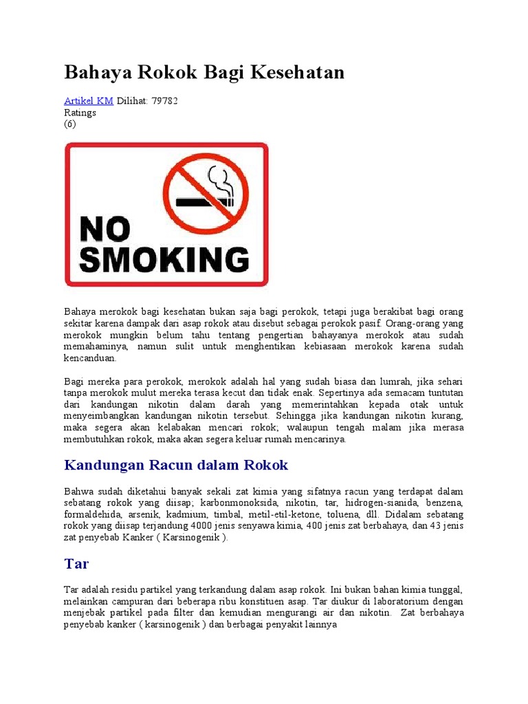 Bahaya Rokok Bagi Kesehatan NIKOTIN DAN TAR | PDF