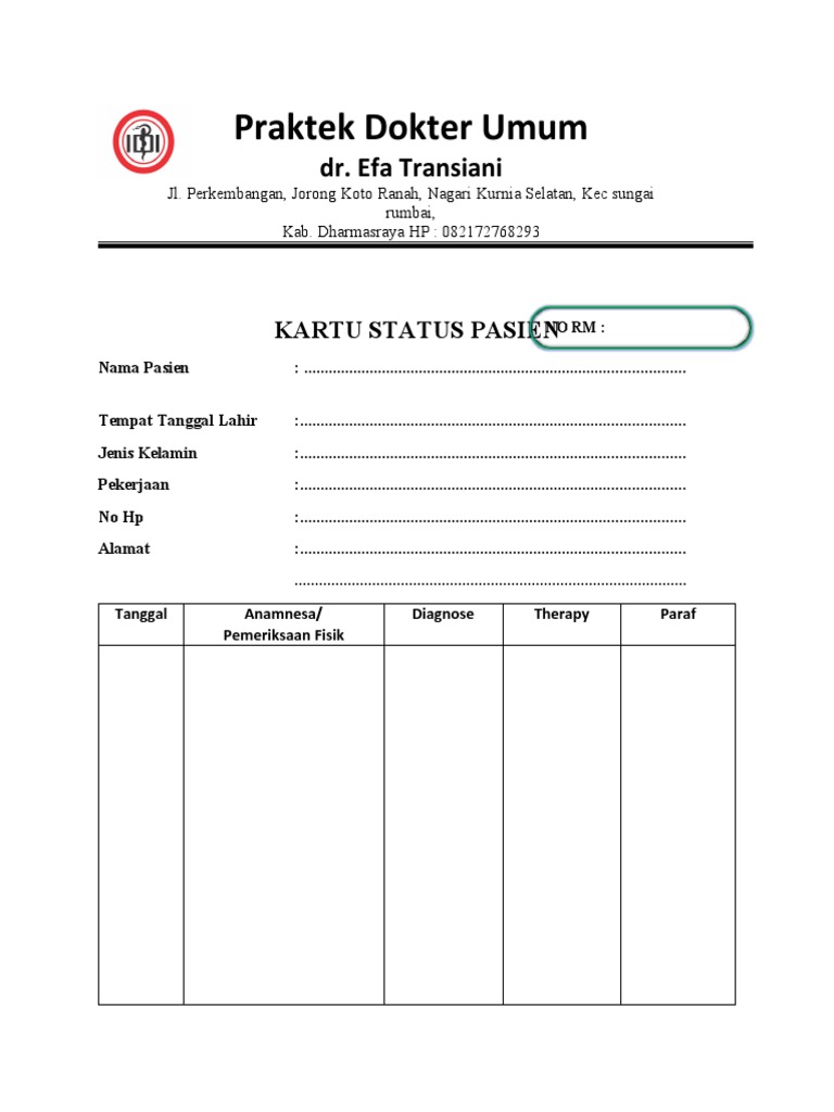 Praktek Dokter Umum Status Pasien | PDF
