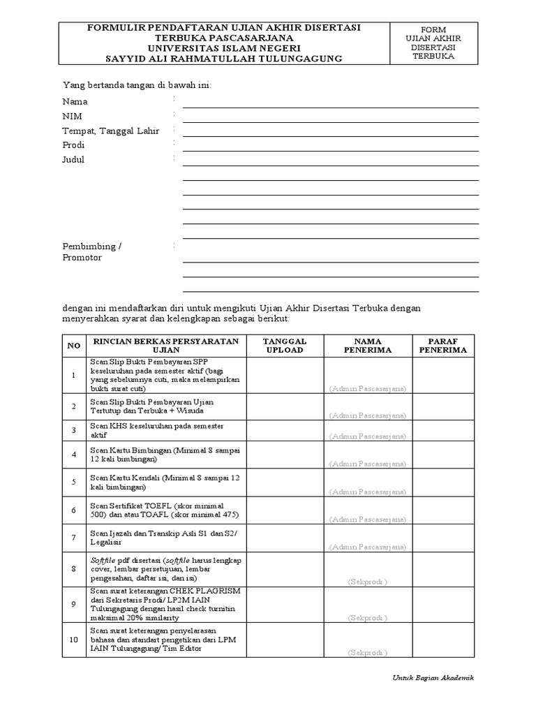Formulir Ujian Akhir Terbuka s3 | PDF