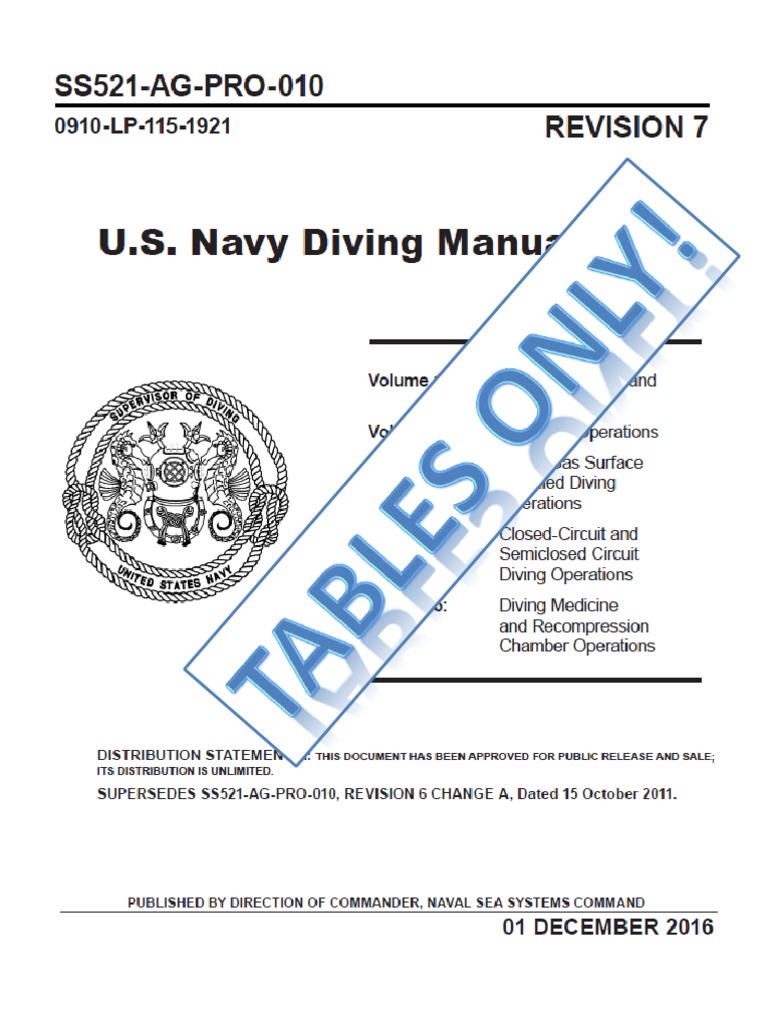 USN Rev7 Tables | PDF | Scuba Diving | Equipment
