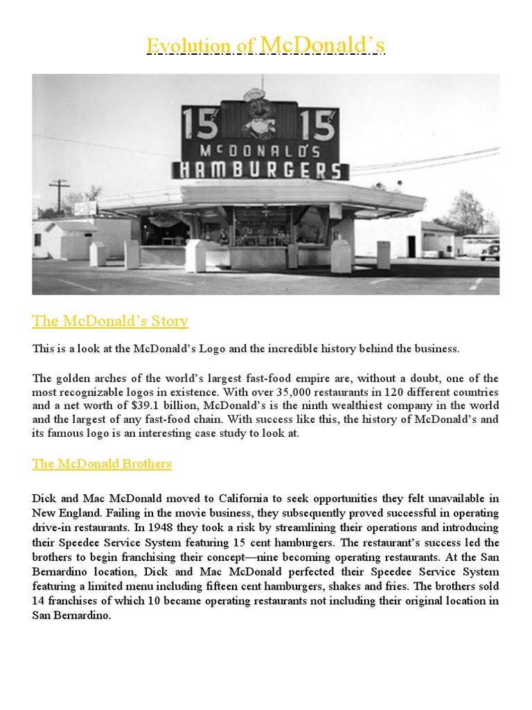 Mcdonald'S: Evolution of | PDF | Mc Donald's | Food And Drink