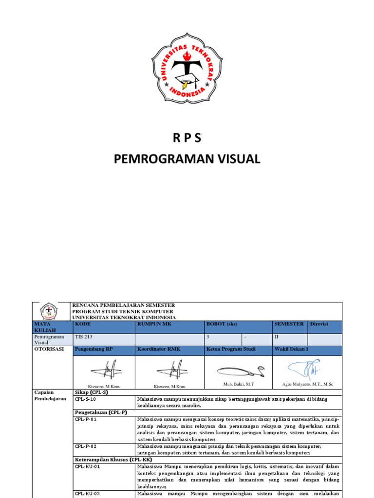 Rps - Pemrograman Visual - Tis 213 | PDF