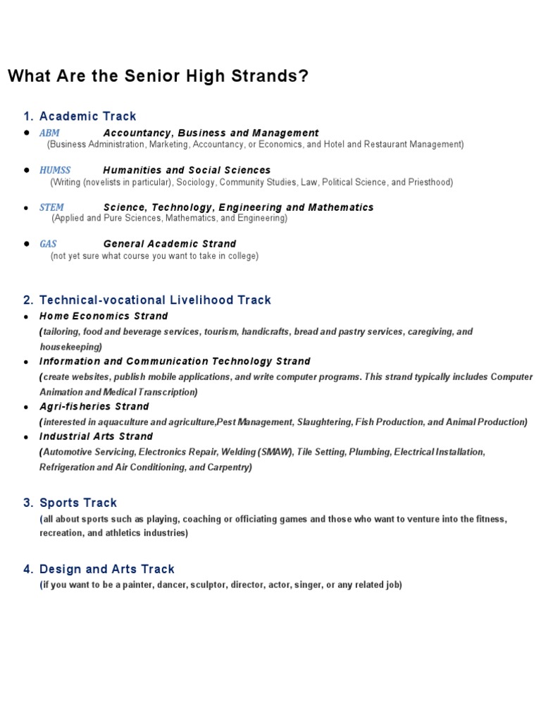 What Are The Senior High Strands | PDF