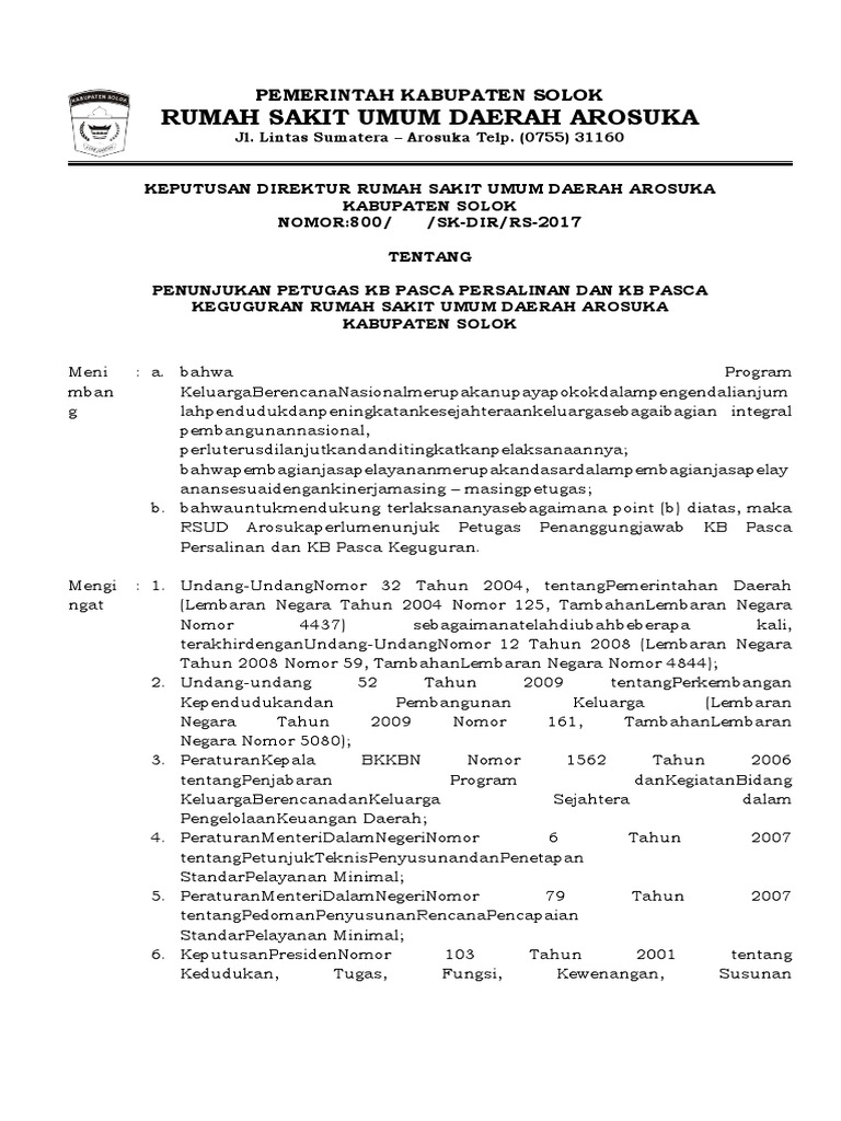 SK Dan Uraian Tugas Pkbrs | PDF