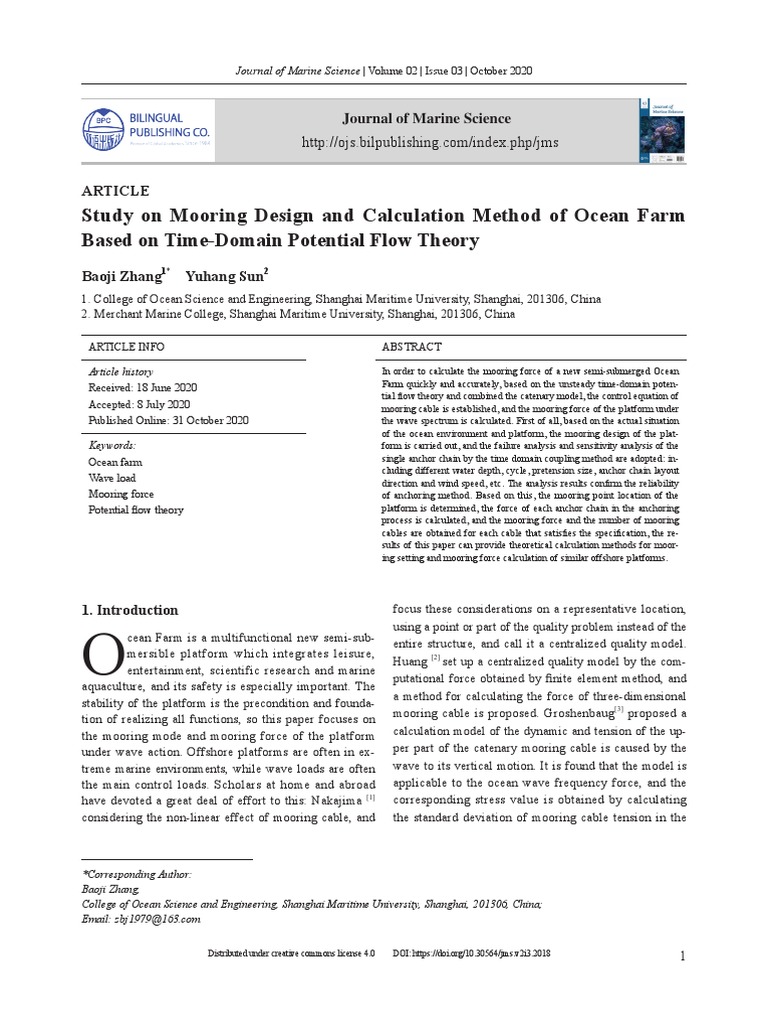 Mooring Design and Calculations | PDF | Anchor | Force