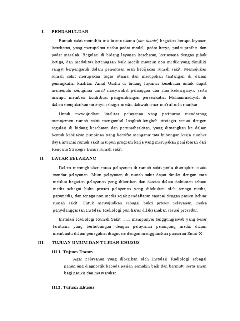 Program Kerja Instalasi Radiologi | PDF