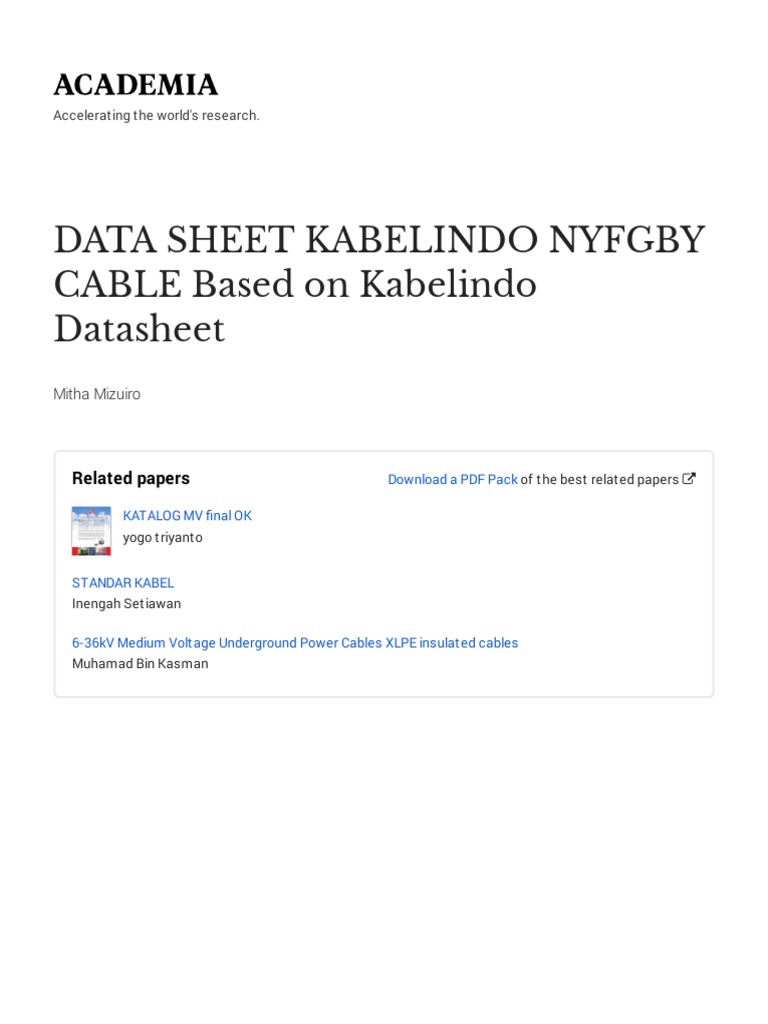Data Sheet Kabelindo Nyfgby Cable Based On Kabelindo Datasheet PDF Free ...