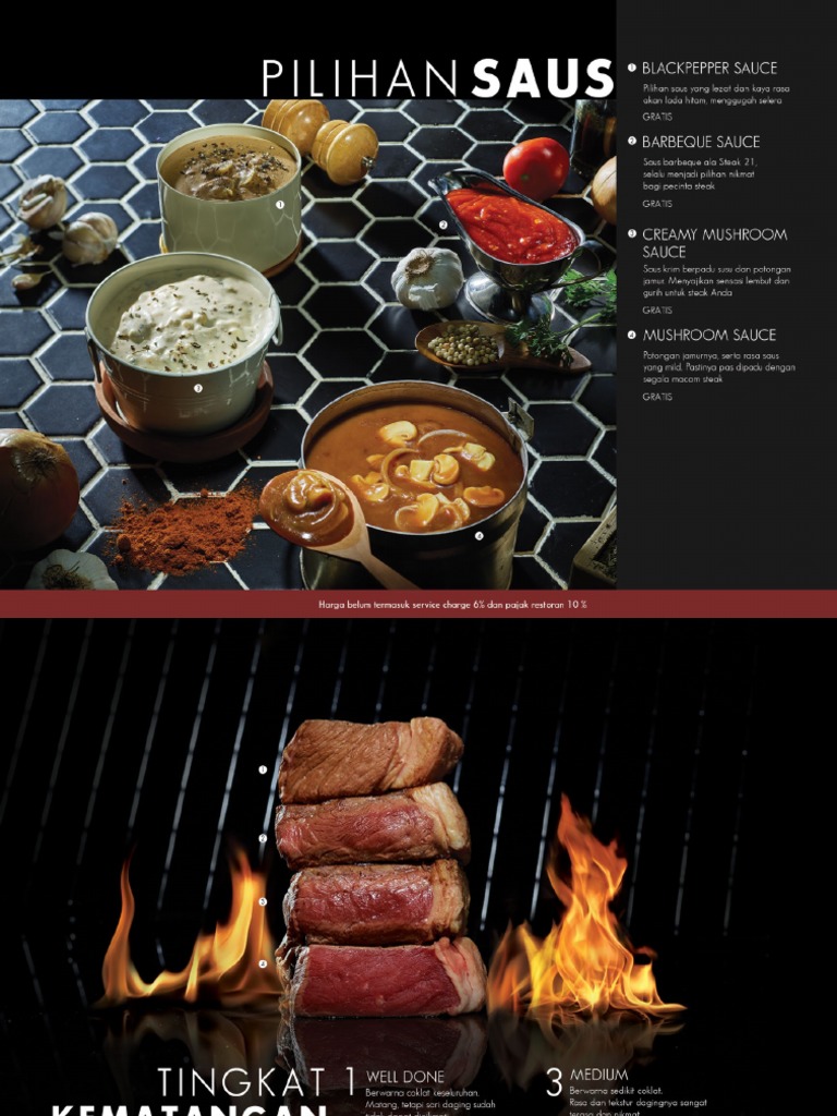 Steak 21 Menu Book - Harga B | PDF