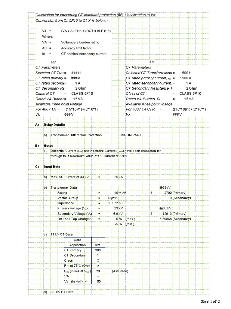 P543-CT Adequacy Check-C110 | PDF | Transformer | Manufactured Goods