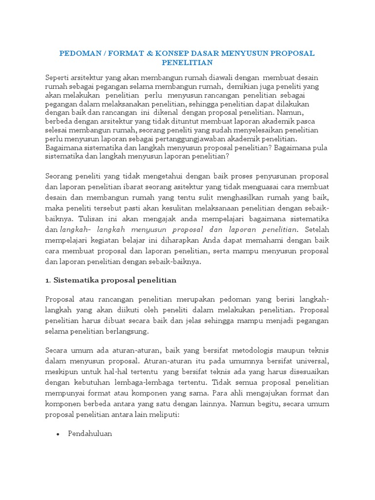 Format Dan Konsep Dasar Menyusun Proposal Penelitian | PDF