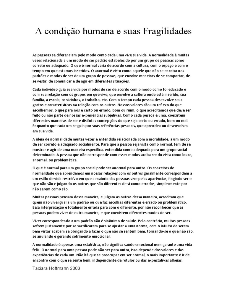 A Fragilidade Humana | PDF | Humano | Tempo