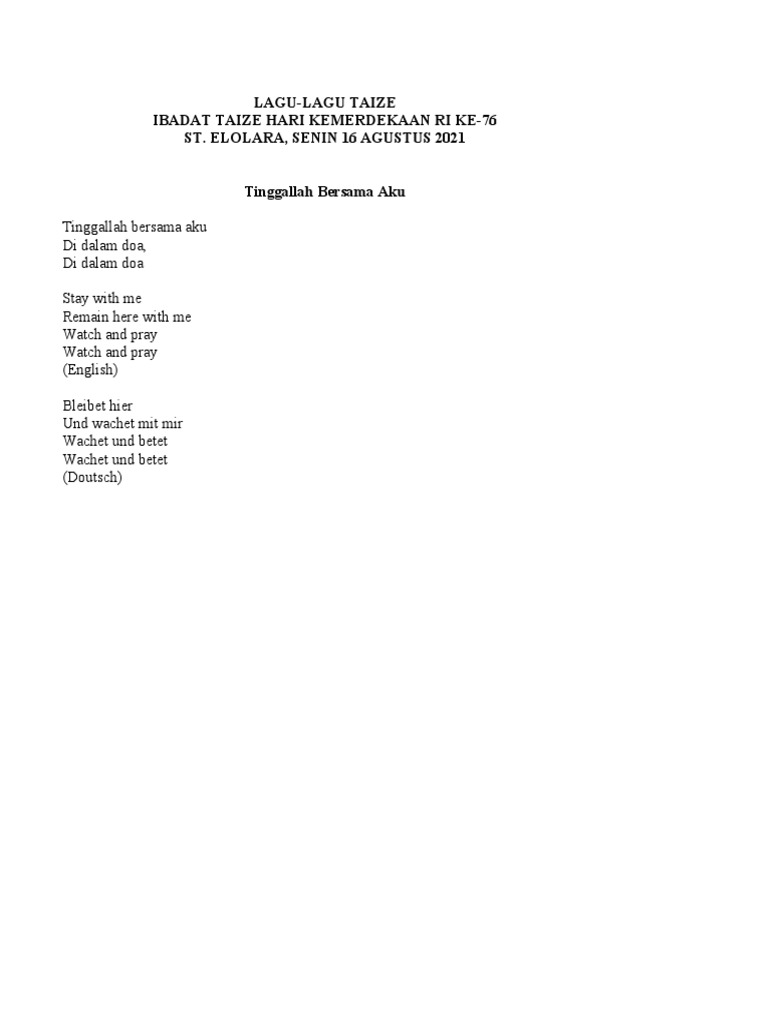 LAGU Taize | PDF
