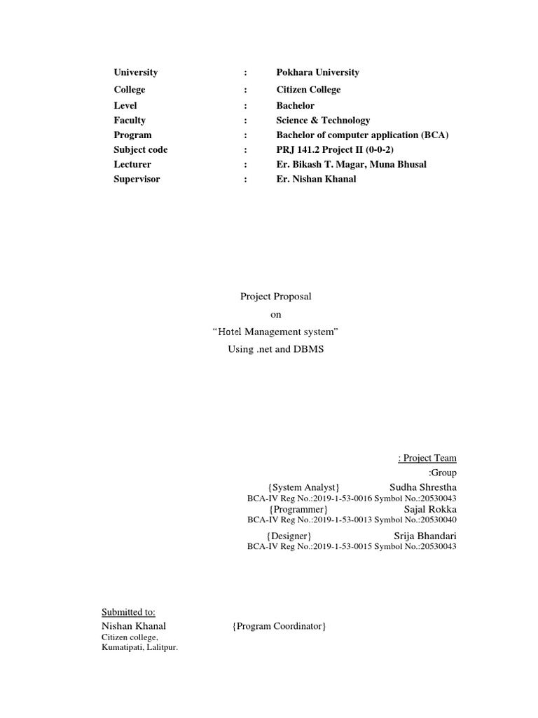 Project II (Hotel Management System) | PDF | My Sql | Software Prototyping