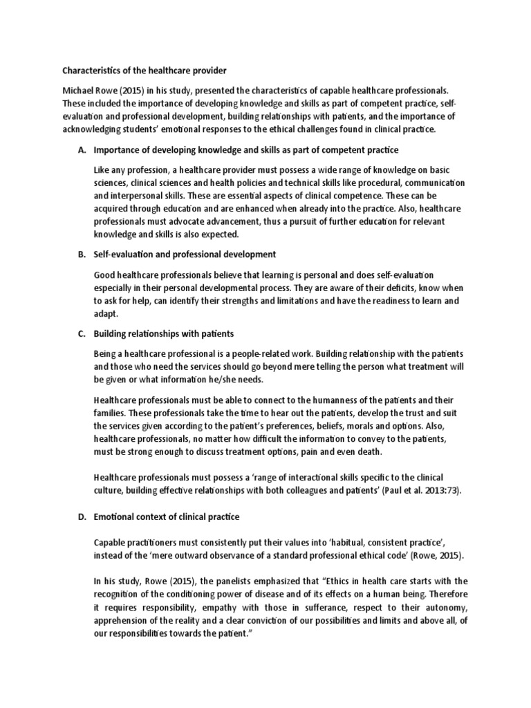 Characteristics of Healthcare Provider | PDF | Health Care | Health ...
