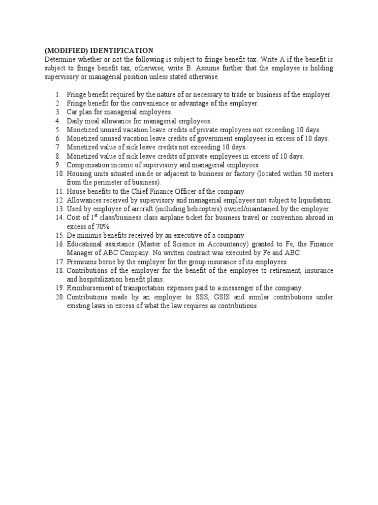 (Modified) Identification | PDF | Employee Benefits | Taxes