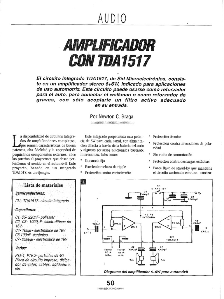 Amplificador Con TDA1517 (Audio) - SE084 | PDF