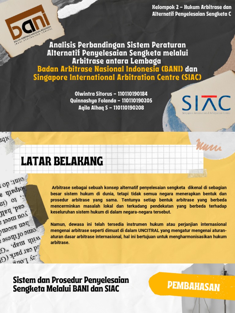 Perbandingan BANI Rules Dan SIAC Rules | PDF