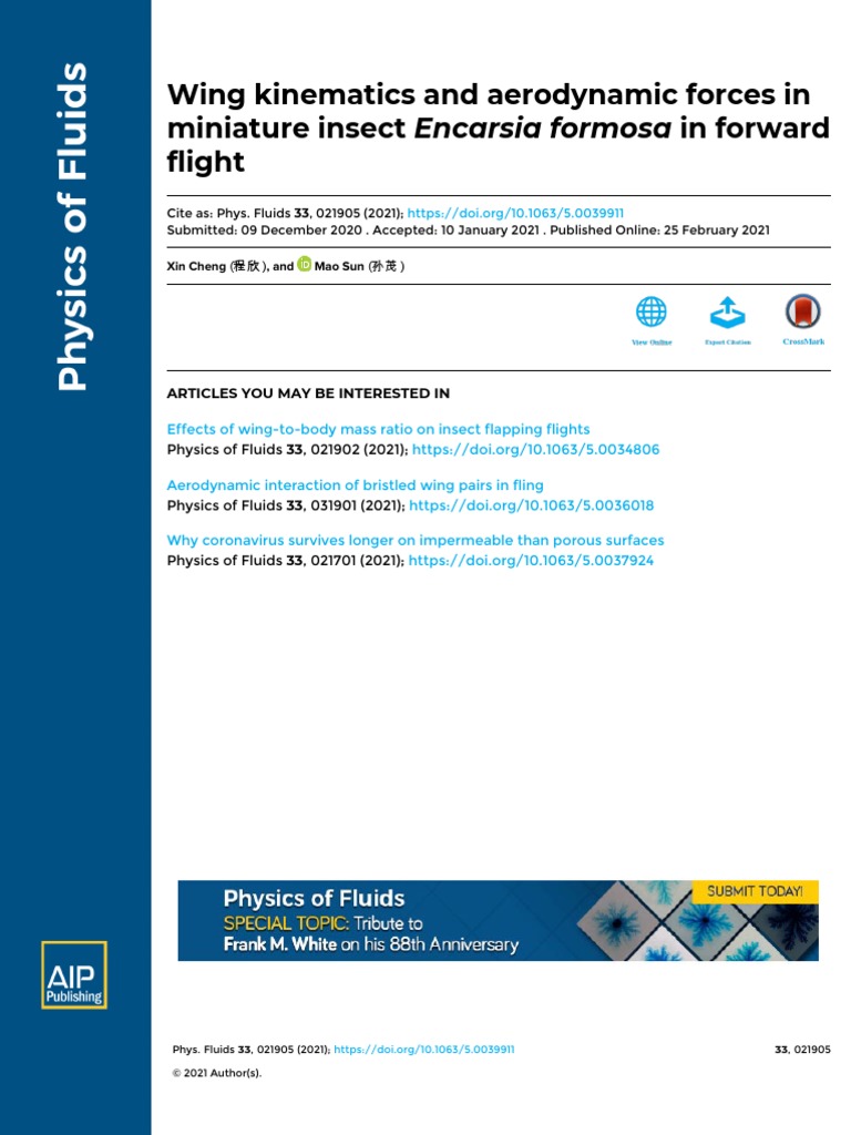 Cheng 2021 | PDF | Lift (Force) | Drag (Physics)